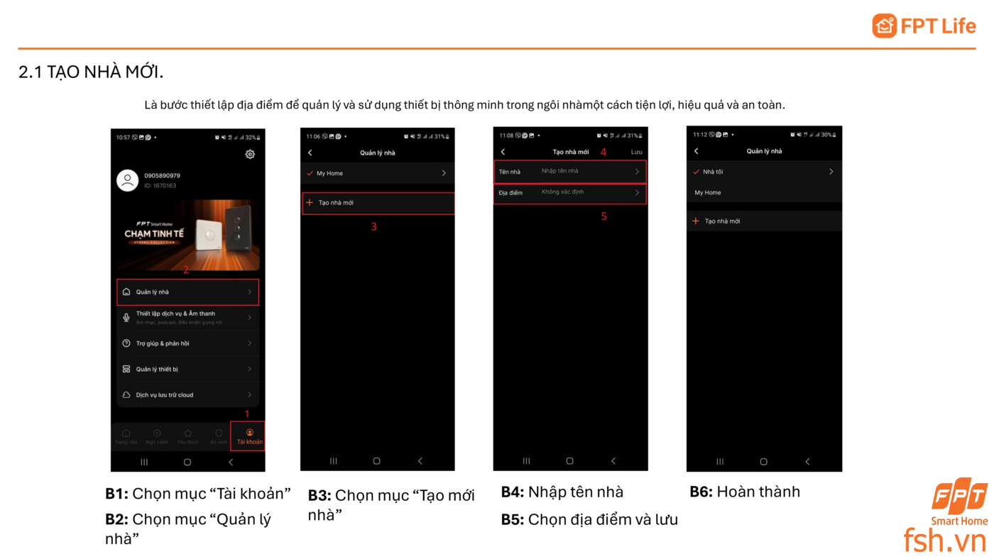 Hướng Dẫn Tạo Nhà App FPT Life Pro