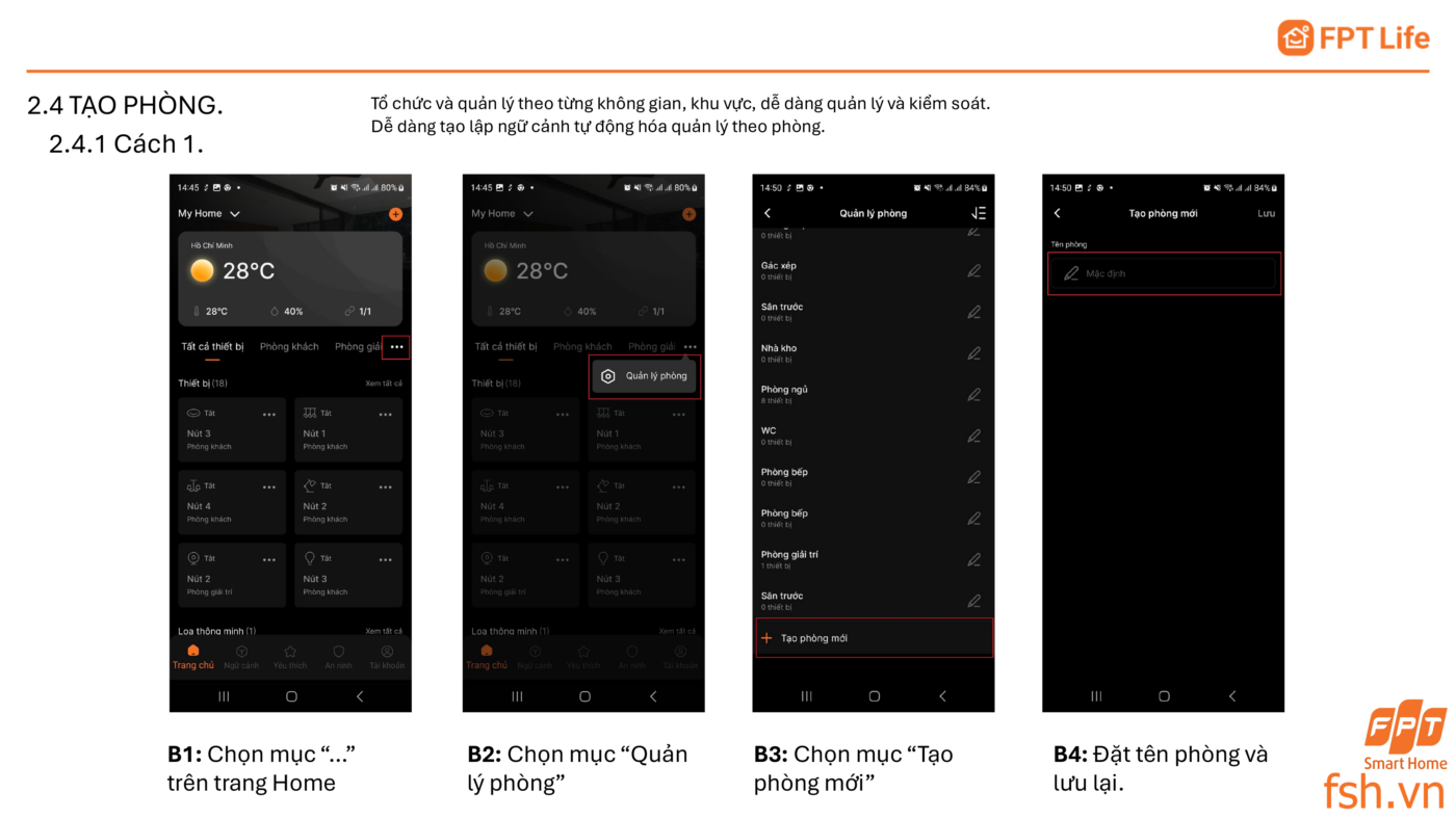 Hướng Dẫn Tạo Phòng App FPT Life Pro