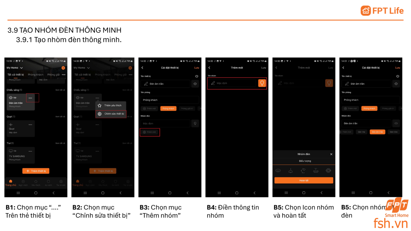 Hướng Dẫn Tạo Nhóm Đèn Thông Minh Trên FPT Life Pro